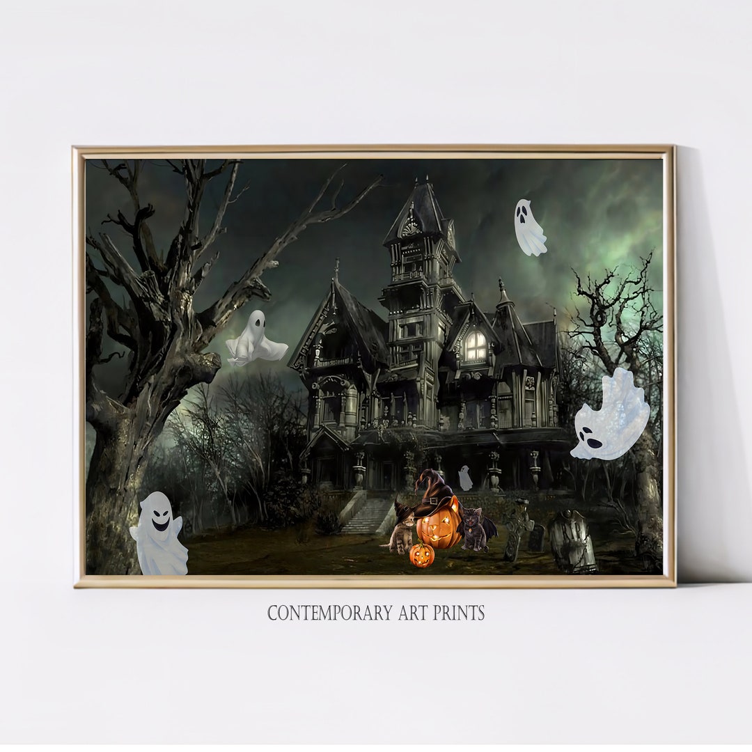 HALLOWEEN ART Spooky Painting Halloween Art Ghost Decor - Etsy