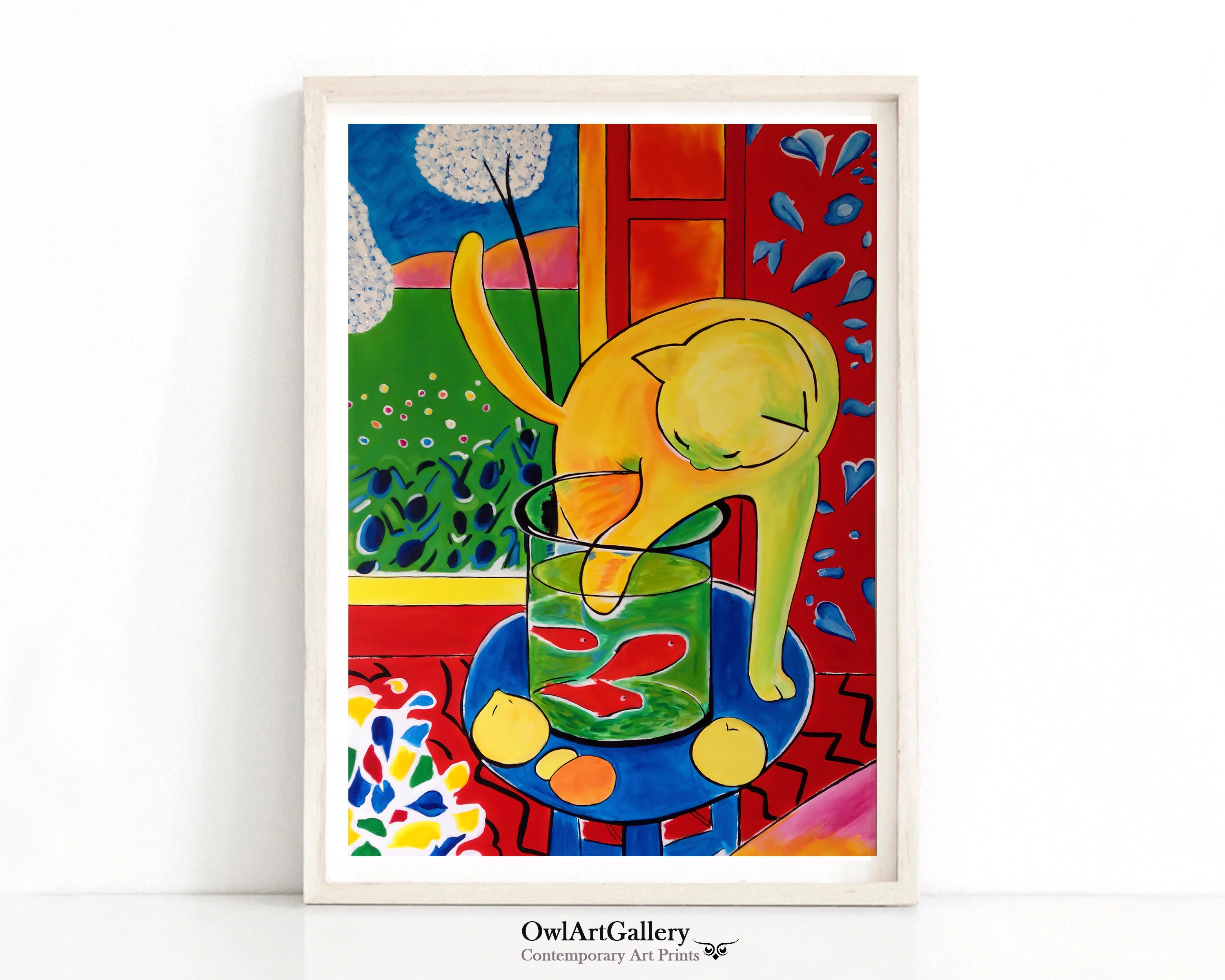 Henri Matisse, Cat and Red Fish Fauvist Painting Modern Art Print Cat ...