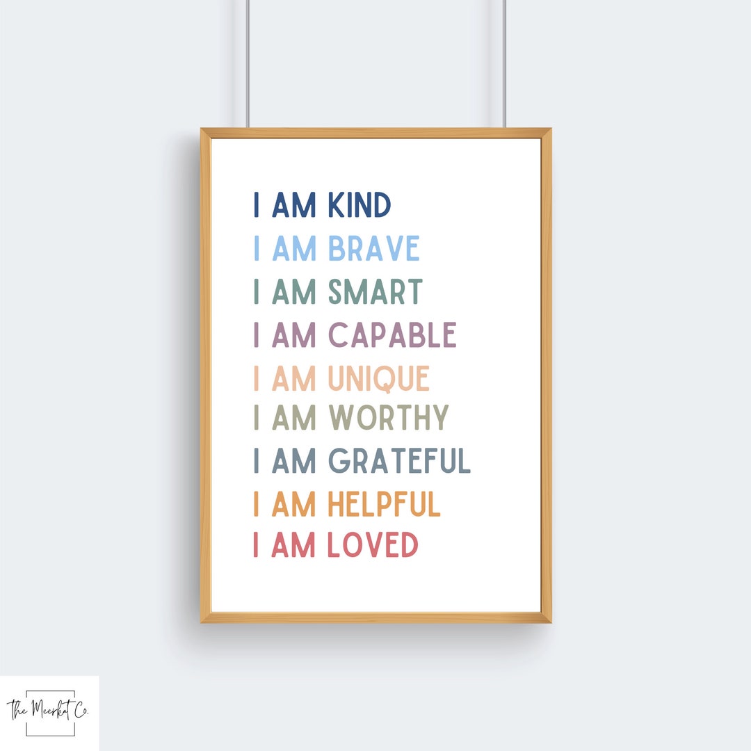 I Am Affirmations for Kids Kids Room Printable Art Classroom - Etsy