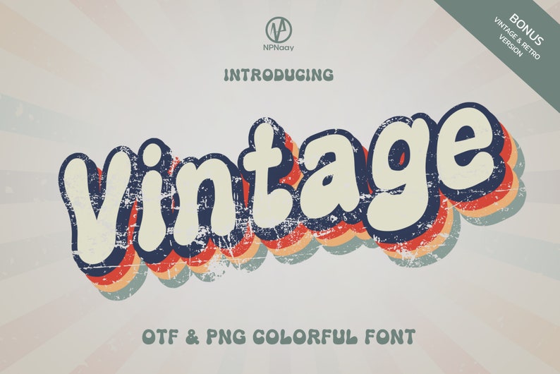 VINTAGE FONT, Funky Font, Retro Typeface, Vintage Font, Stylish Groovy ...