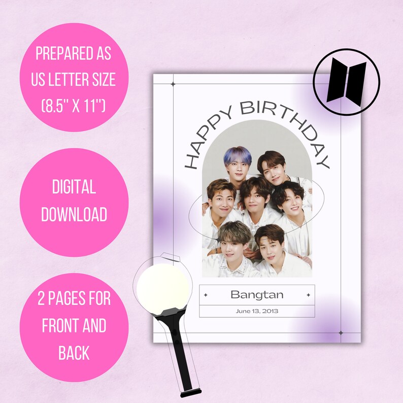 BTS Birthday Card / Digital BTS Birthday Card / Celebration From BTS ...