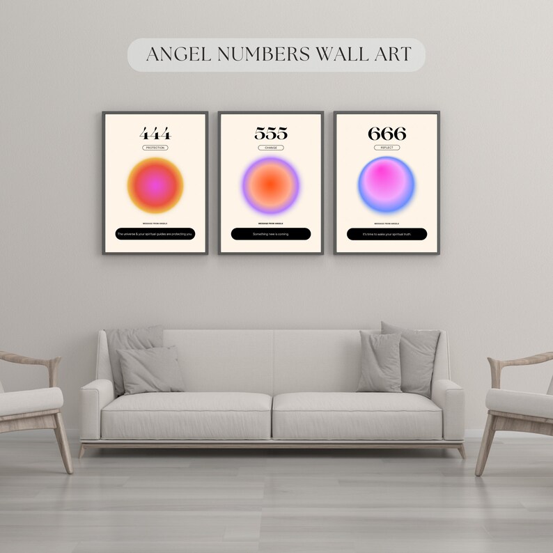9 Piece Aura Angel Numbers Poster/ Angel Numbers Print Digital Wall ...