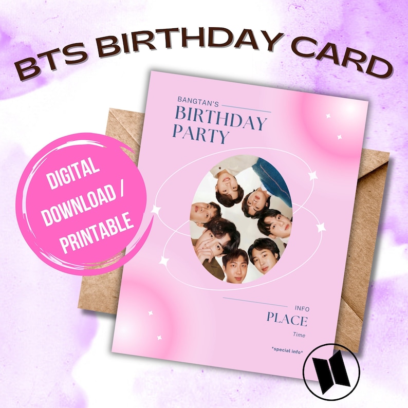 BTS Template / Editable BTS Birthday Invitation / Editable Canva ...