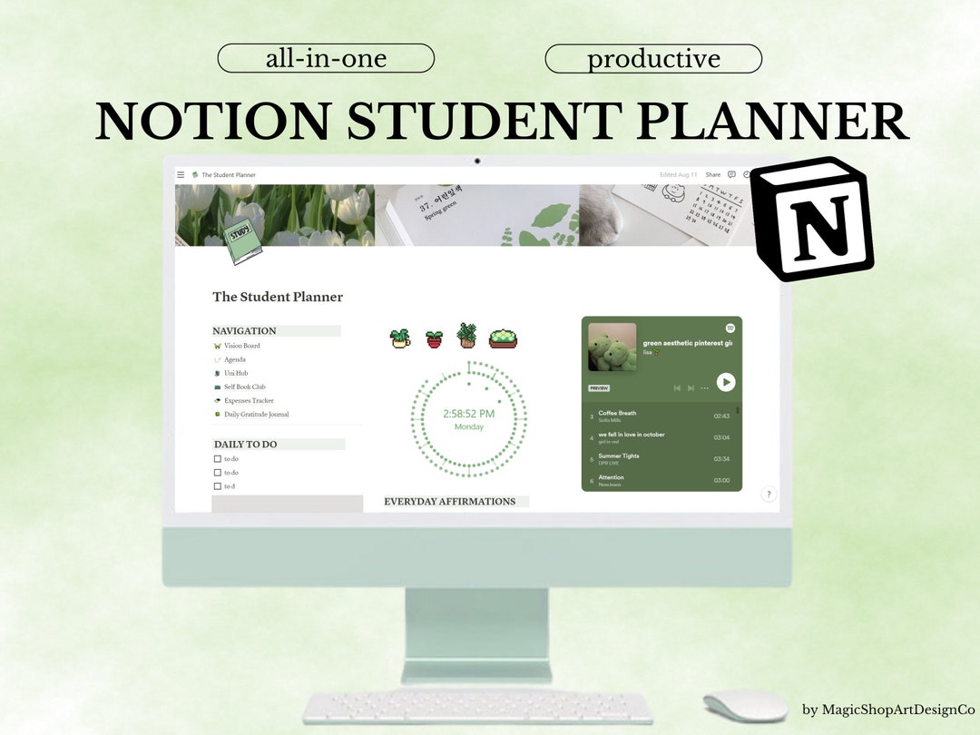 Simple Back to School Notion Student Planner Template | Student Notion ...