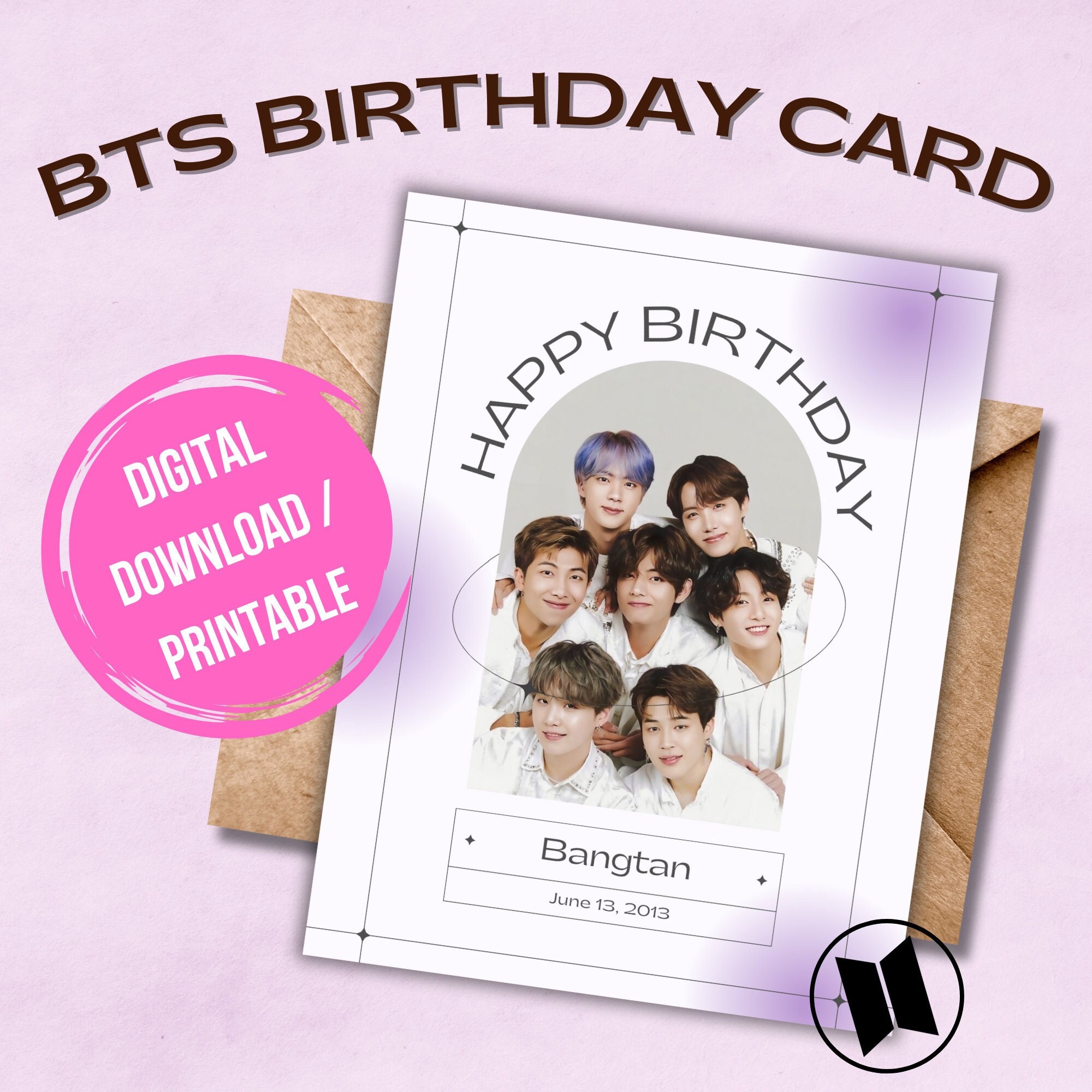 BTS Birthday Card / Digital BTS Birthday Card / Celebration From BTS ...