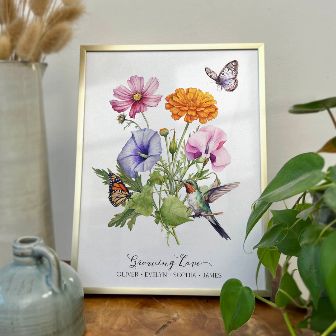 Birthflower Gift for Her, Custom Birth Flower Gift, Personal Birth ...