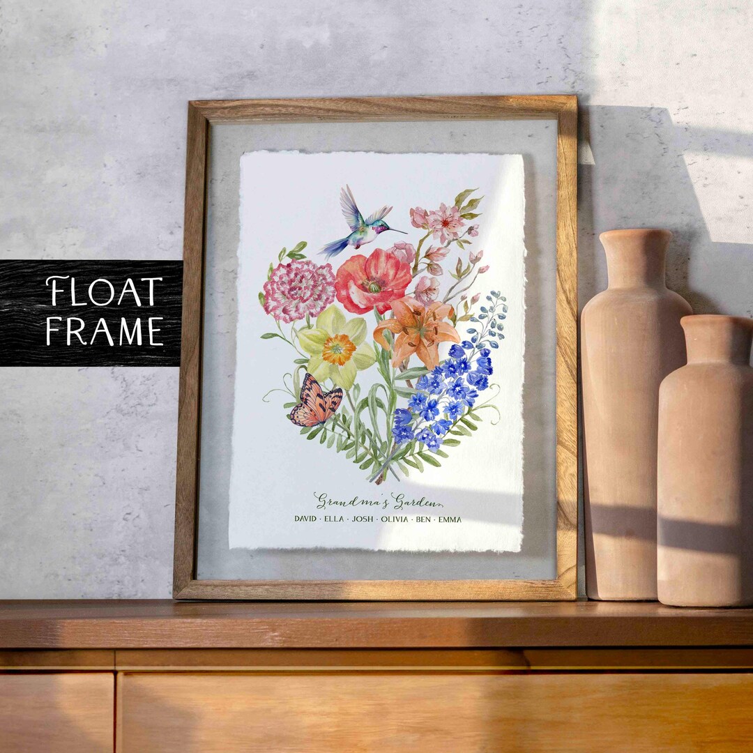 Birth Flower Family Bouquet, Personalized Watercolor Birth Flower Print ...