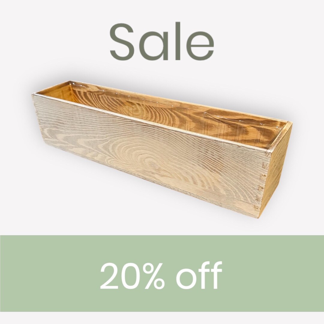 1 Pcs Wood Planter Box Rectangle Whitewashed Wooden Rectangular Planter ...