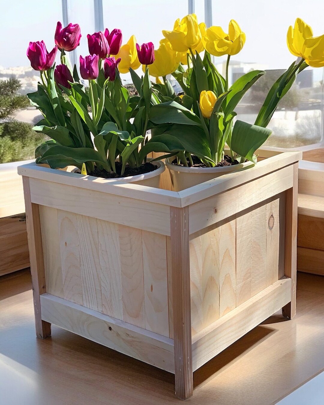Handmade Rustic Wooden Planter Box – Custom Cedar & Pine Sizes - Etsy