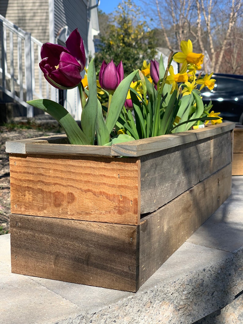 Rustic Wooden Planter Box Reclaimed Wood Olive - Etsy