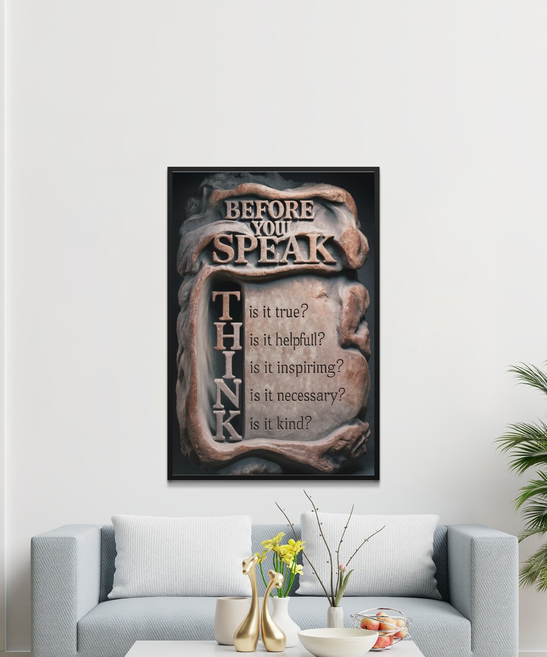 Inspirational Quote Poster, Before You Speak Think, Office Wall Art ...