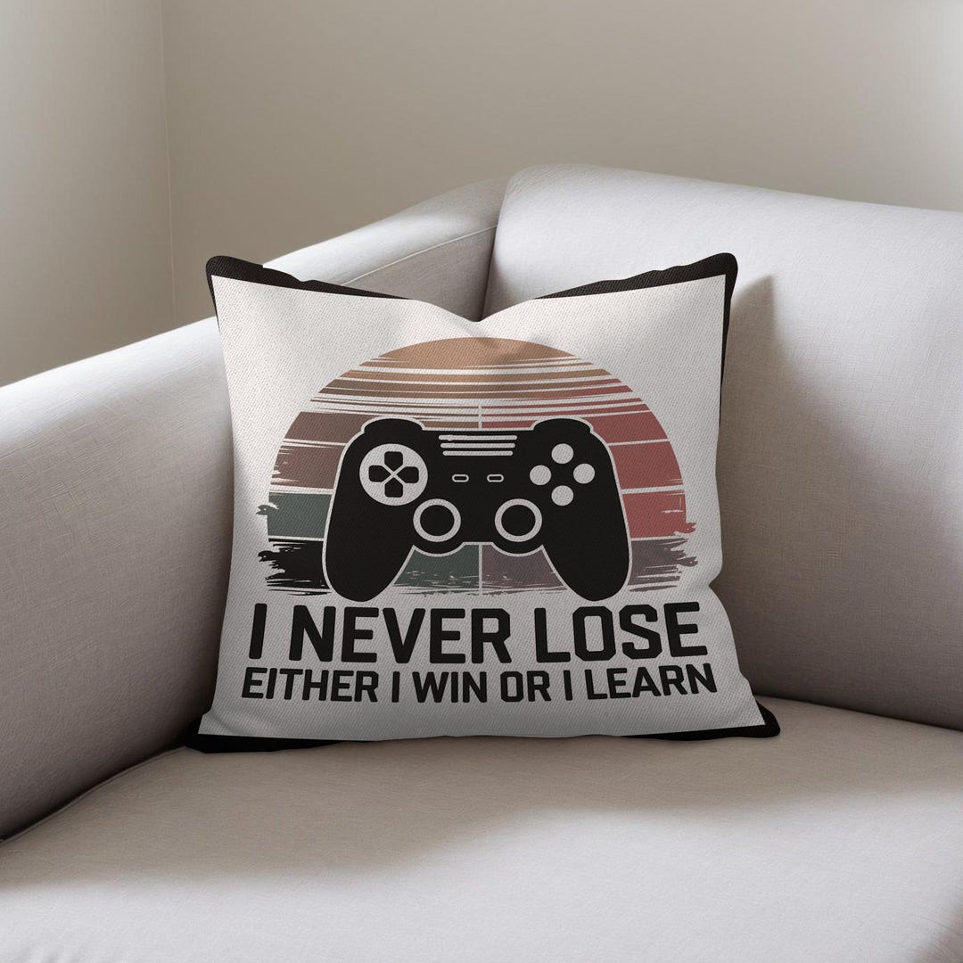 Gaming Throw Pillow, I Never Lose Gamer Pillow, Funny Woven Pillow ...