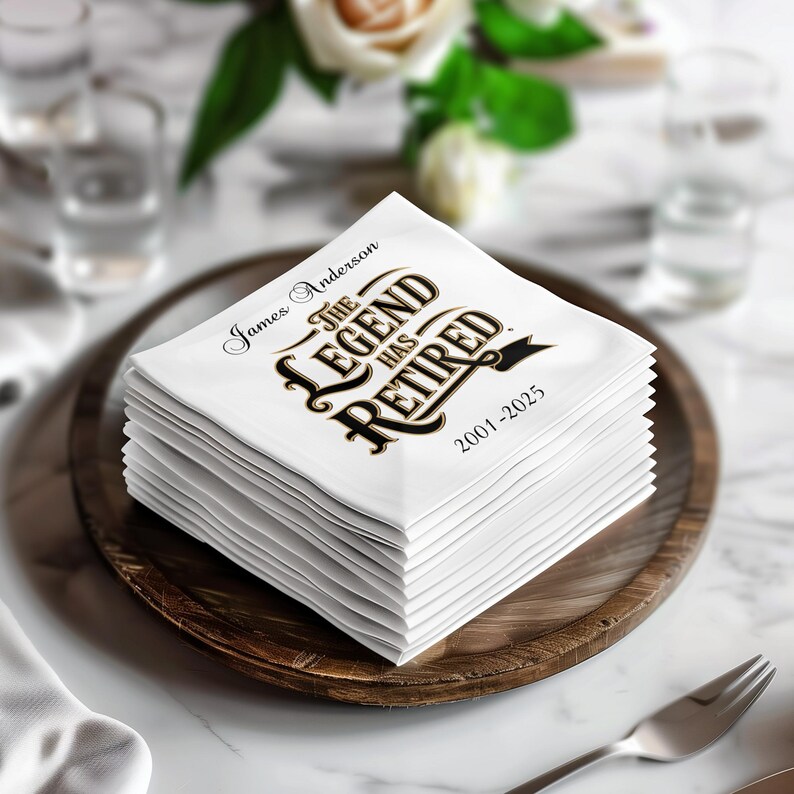 Personalized Retirement Party Napkins & Coaster Set: the Legend Has ...