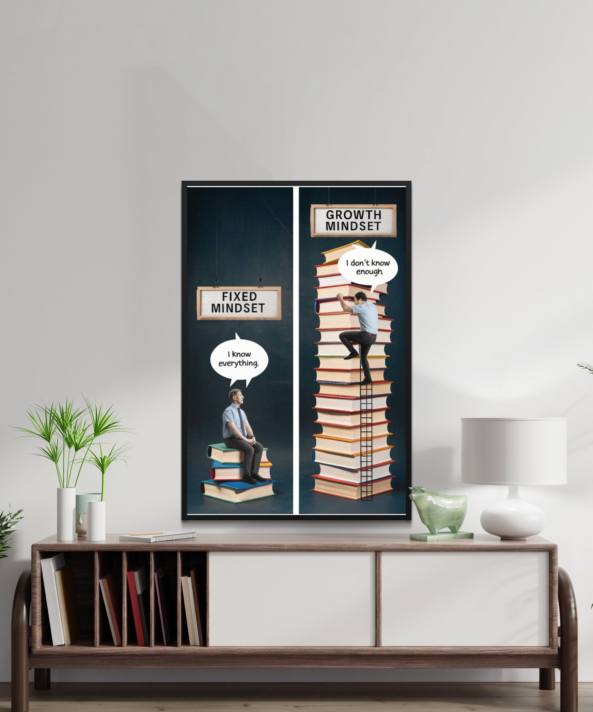 Growth Mindset Vs Fixed Mindset Poster, Inspirational Office Wall Art ...