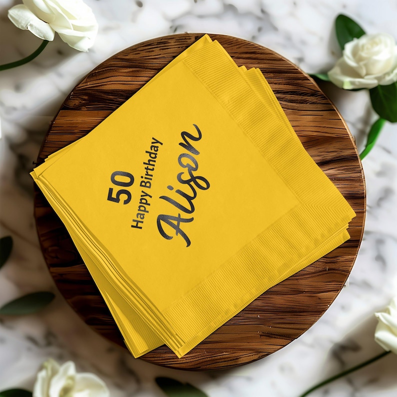 Personalized 50th Birthday Napkins, Custom Birthday Party Napkins ...