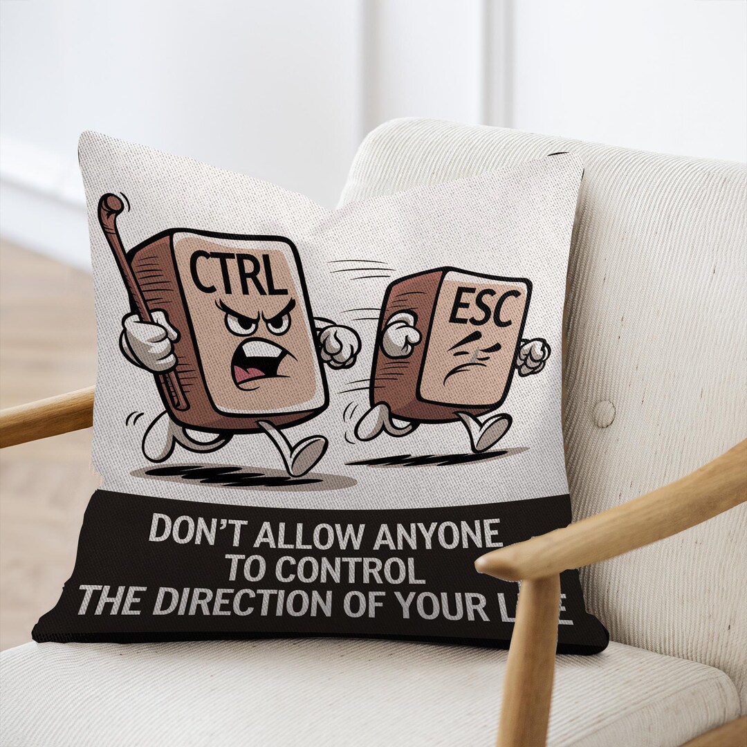 Funny Ctrl Esc Pillow, Comedic Keyboard Design Pillow, Inspirational ...