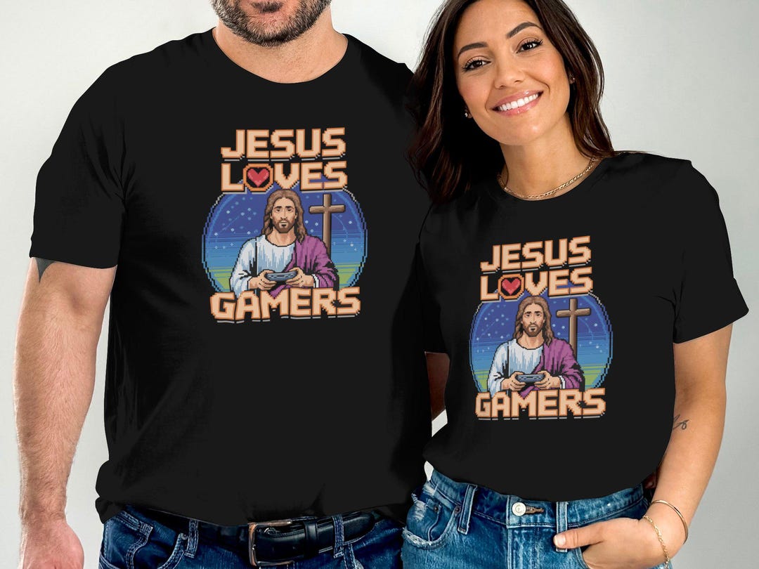 Jesus Loves Gamers T-shirt, Retro Gamer Shirt, Faith and Gaming Tee ...