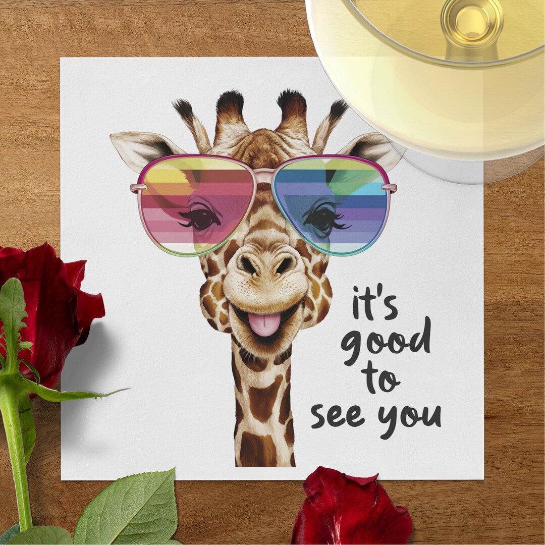 Giraffe Napkin With Sunglasses, Colorful, Fun Table Decor, Its Good to ...