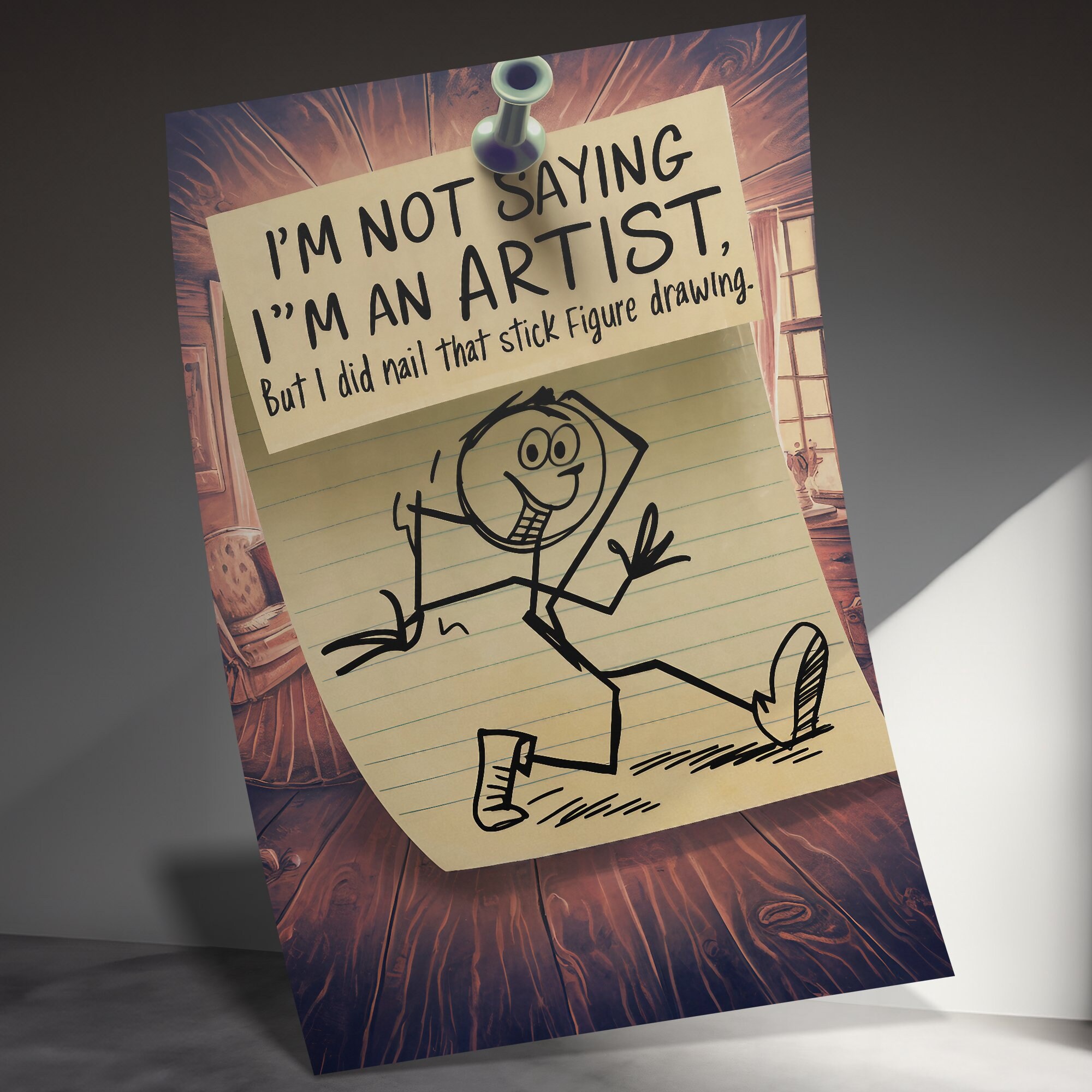 Funny Artist Poster, Stick Figure Drawing Humor, Wall Art for Office ...