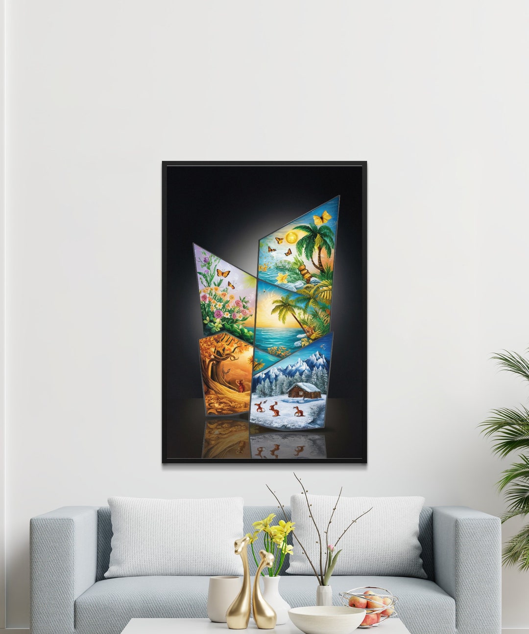 Four Seasons Nature Scenery Poster, Beautiful Nature Art Print ...