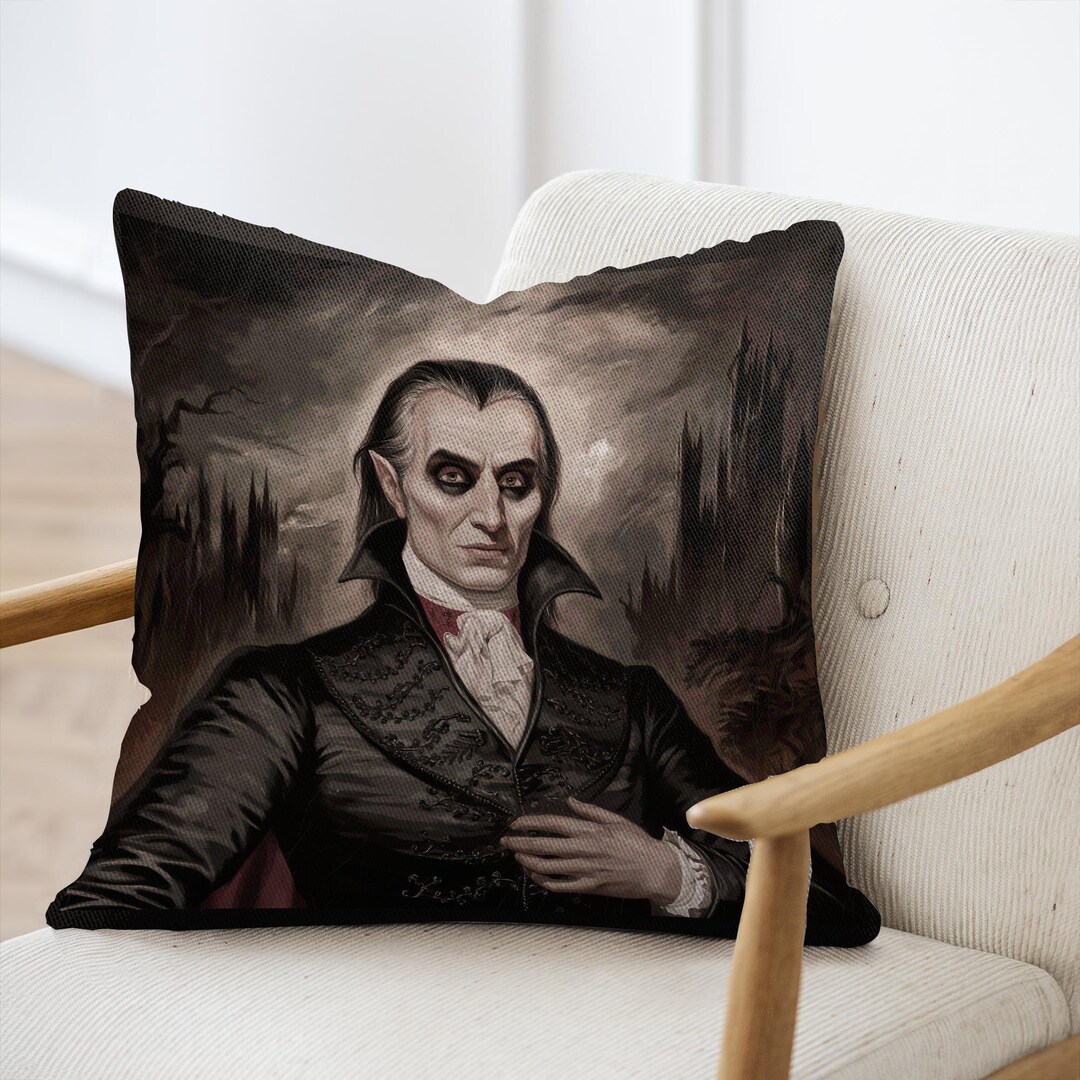 Gothic Vampire Pillow, Halloween Decor, Spooky Home Accent, Dracula ...