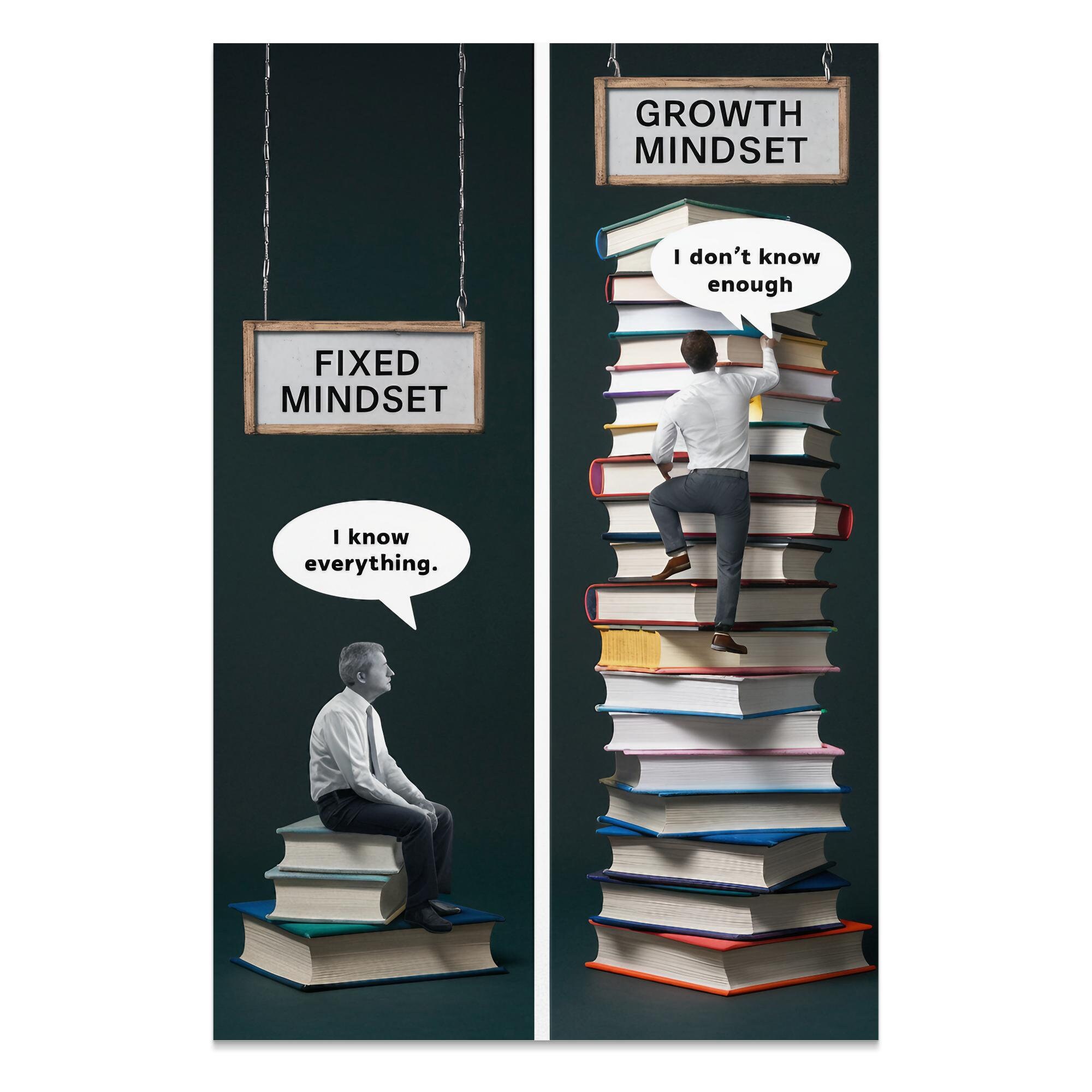 Inspirational Mindset Poster, Growth Vs Fixed Mindset, Office Wall Art ...