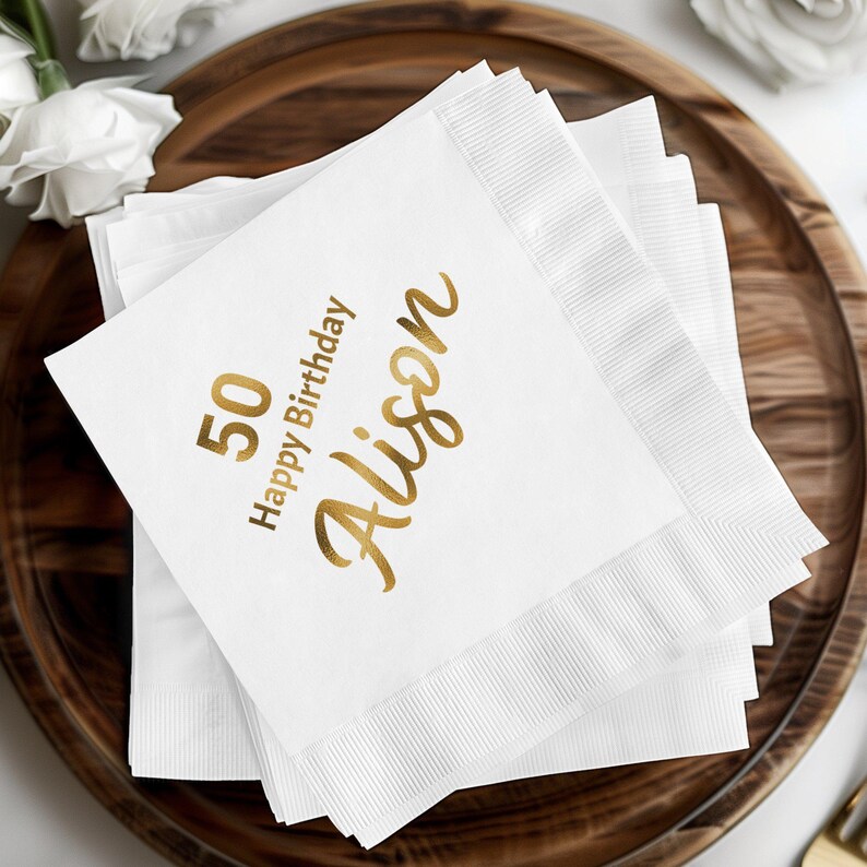 Personalized 50th Birthday Napkins, Custom Birthday Party Napkins ...