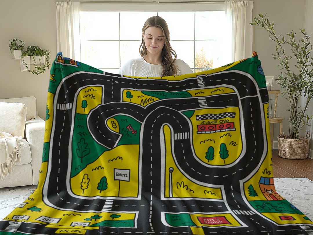Colorful Children's Road Map Blanket, Kids Road Map Play Blanket, Fun ...