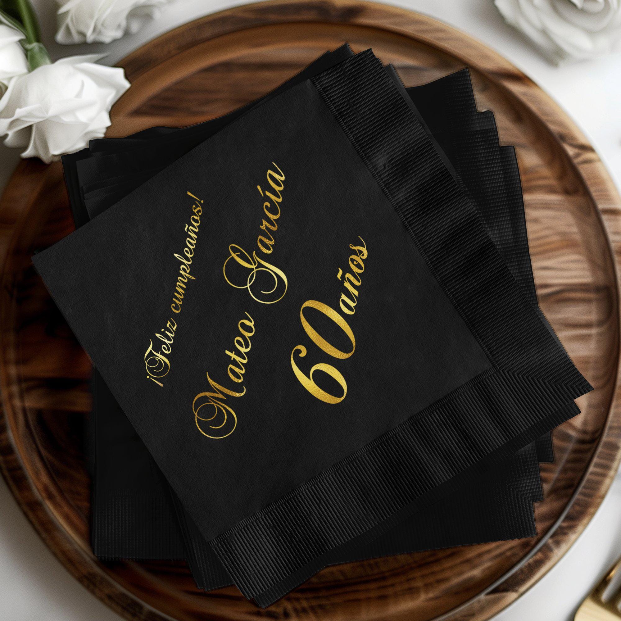 Feliz Cumpleanos 60 Anos Custom Napkins Birthday Party Decor ...