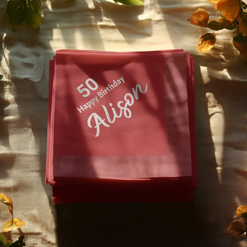 Personalized 50th Birthday Napkins, Custom Birthday Party Napkins ...