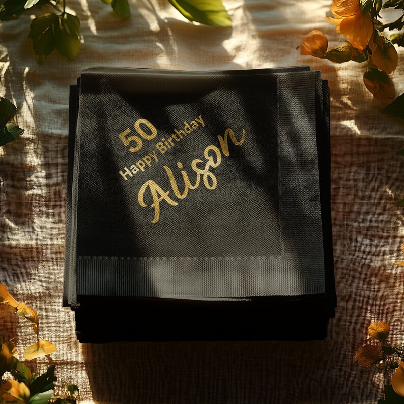 Personalized 50th Birthday Napkins, Custom Birthday Party Napkins ...