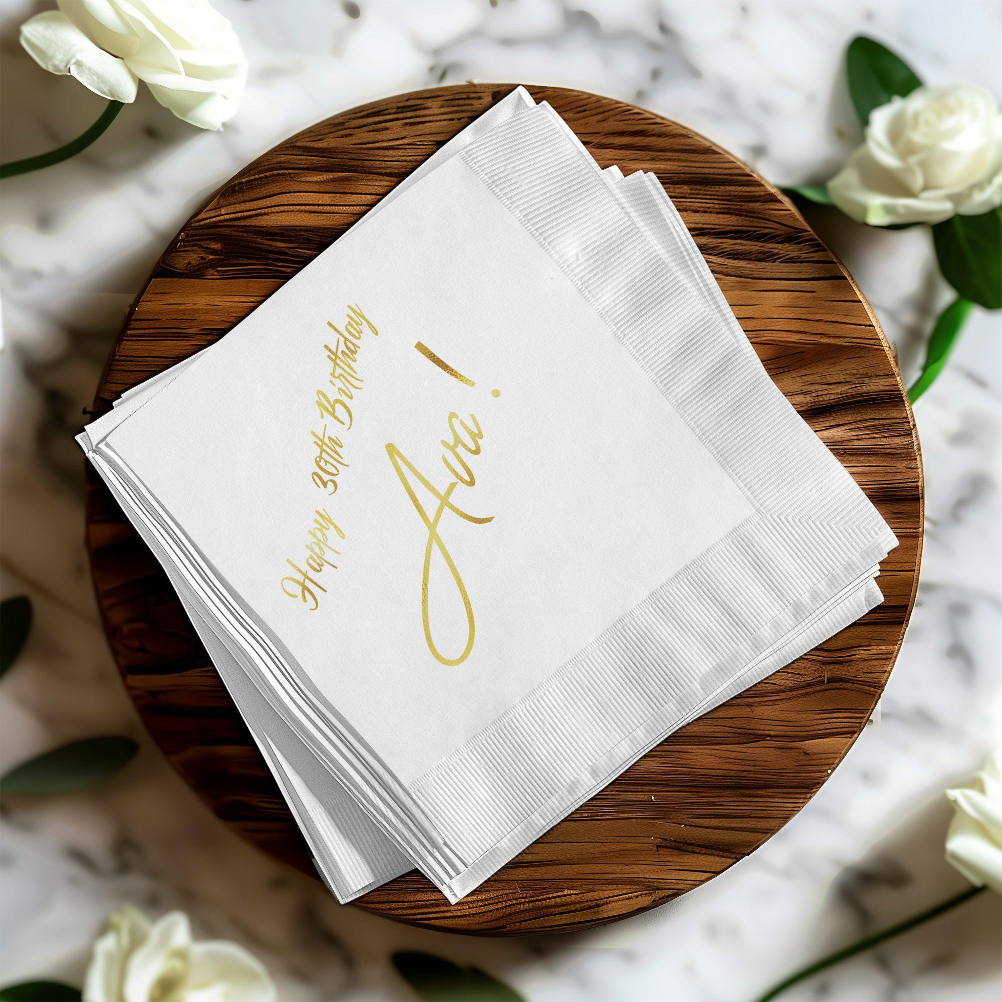 Custom Birthday Party Napkins, Personalized Napkins for 30th Birthday ...