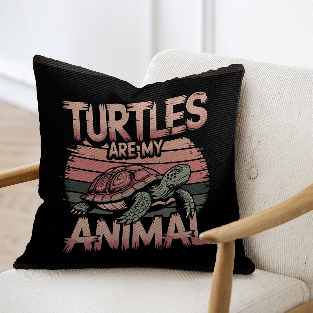 Custom Woven Pillow Turtle Print Turtles Are My Animal Cushion Colorful ...