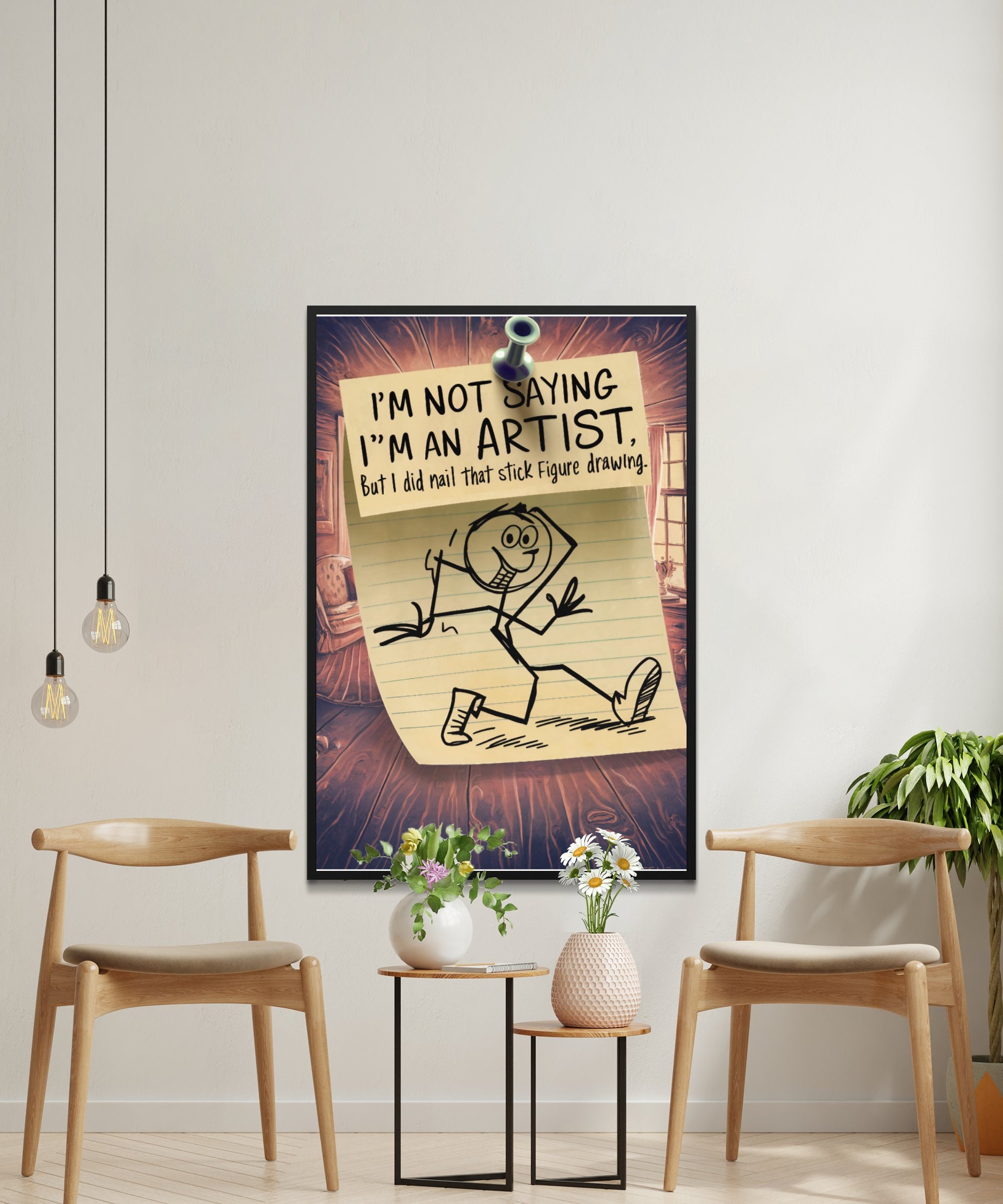 Funny Artist Poster, Stick Figure Drawing Humor, Wall Art for Office ...