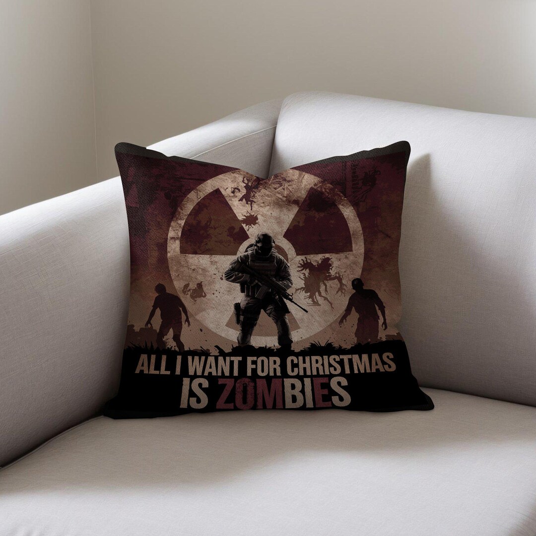 Custom Woven Pillow All I Want for Christmas is Zombies, Zombie ...
