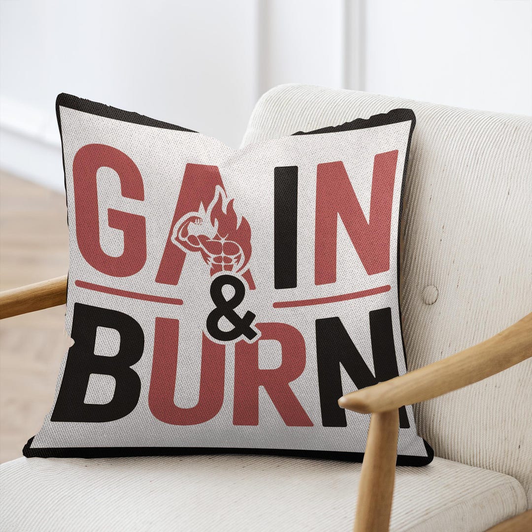Woven Custom Gain and Burn Pillow, Personalized Fitness Decor, Gym ...
