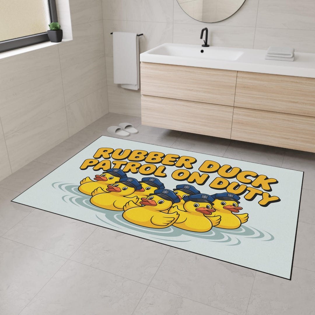 Rubber Duck Patrol Bath Mat, Funny Bathroom Decor, Police Ducks on Duty ...