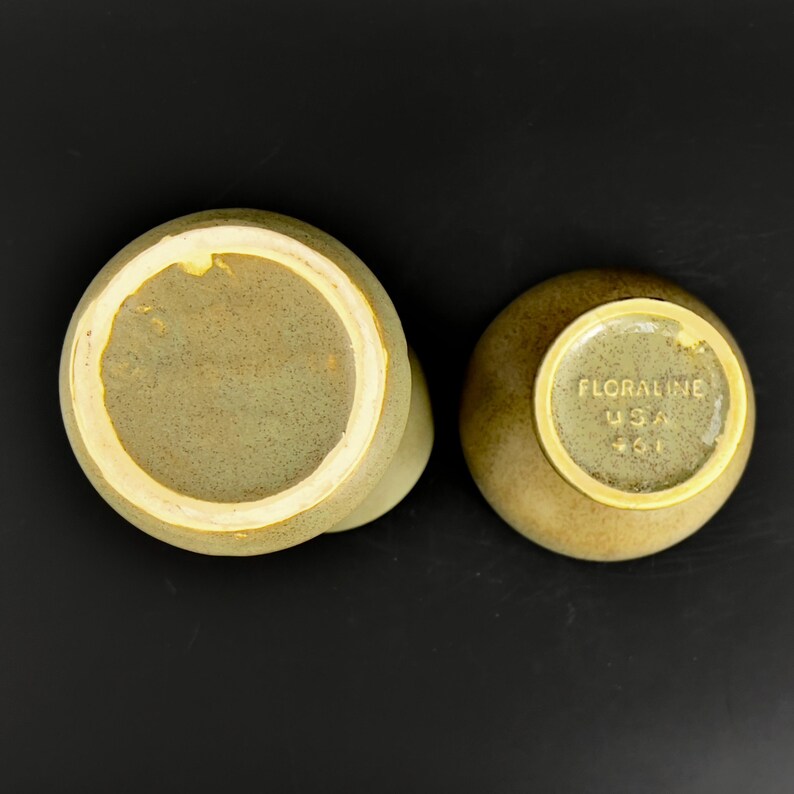 Vintage Mccoy Floraline Pottery Set: Hourglass Vase & Pedestal Planter ...