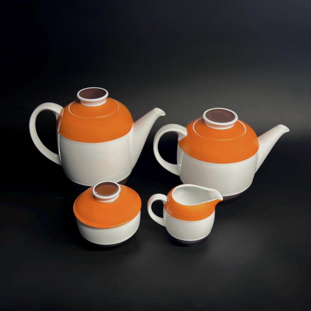 Eschenbach Bavaria Mid-century Modern Coffee & Tea Set: Orange Stripe ...