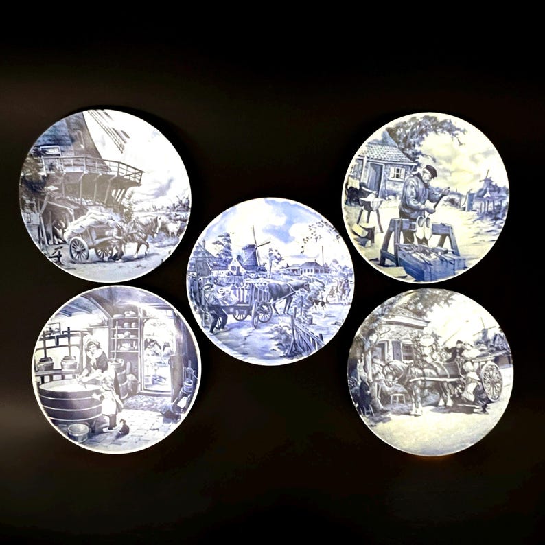 Vintage Delft Blue Wall Plate: Hand-decorated Dutch Scene (9.5 Inch) - Etsy
