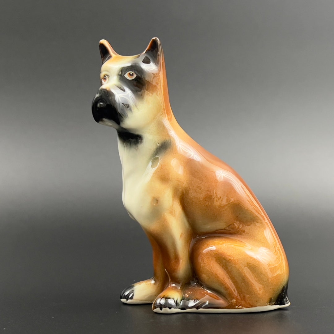 Vintage Ceramic Boxer Dog Figurine: 6-inch Brazil Statue - Etsy