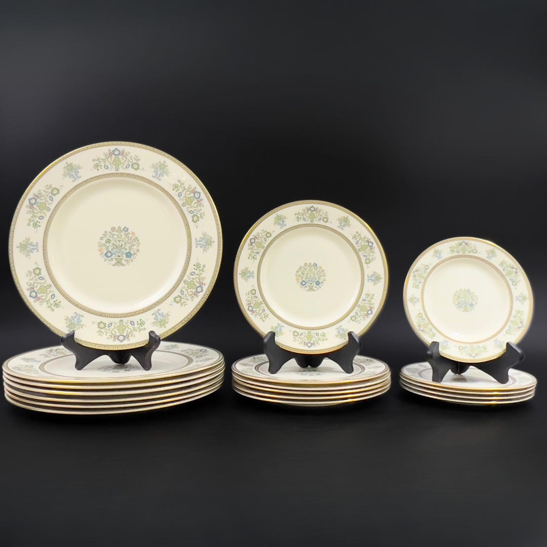 Vintage Minton Henley Plates: English Floral Dinnerware With Gold Trim ...