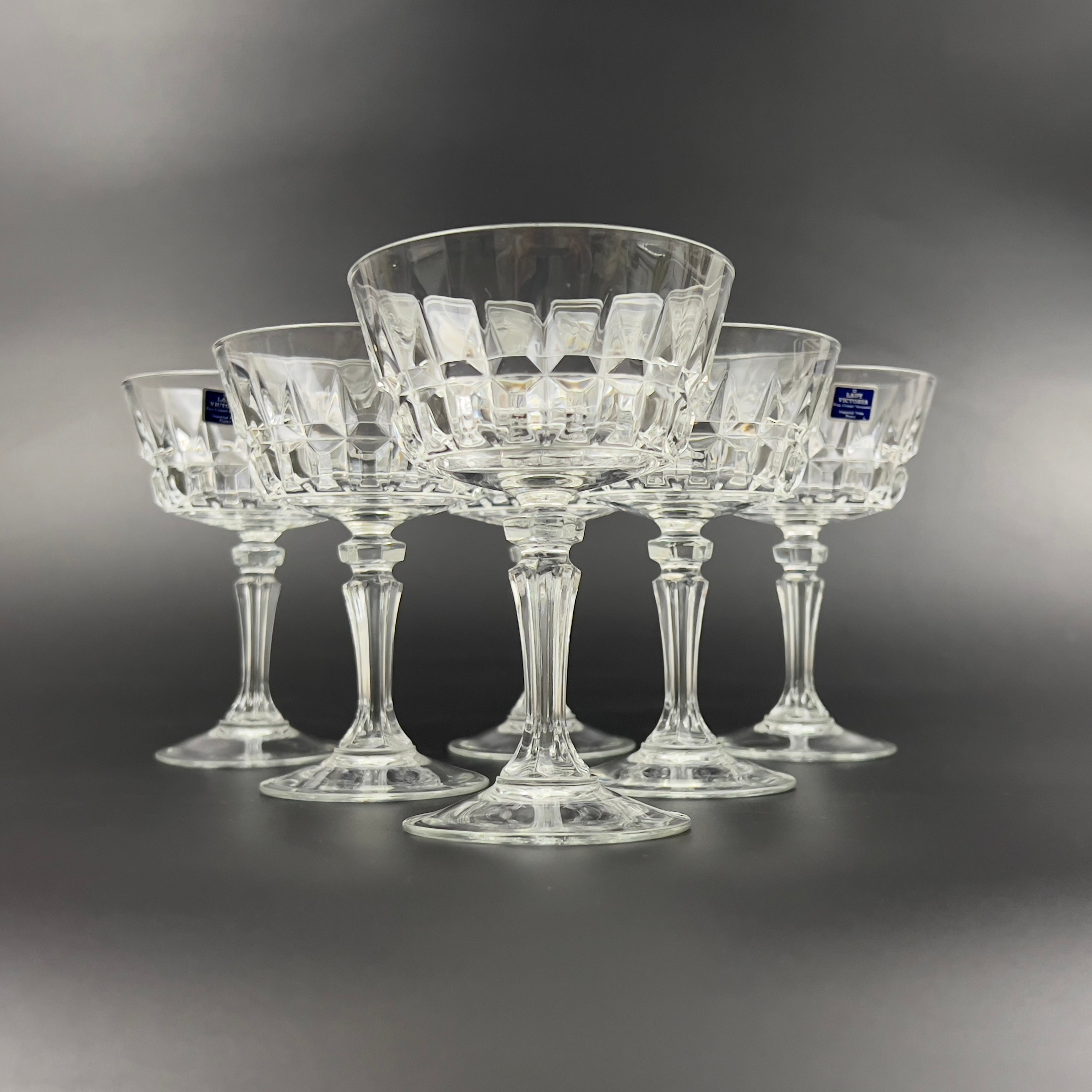 Vintage Champagne Glasses 1960s French Crystal Champagne Coups French Champagne Glasses