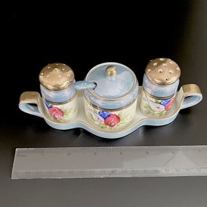 Antique Porcelain Condiment Set, Noritake Blue Lusterware, Hand Painted ...