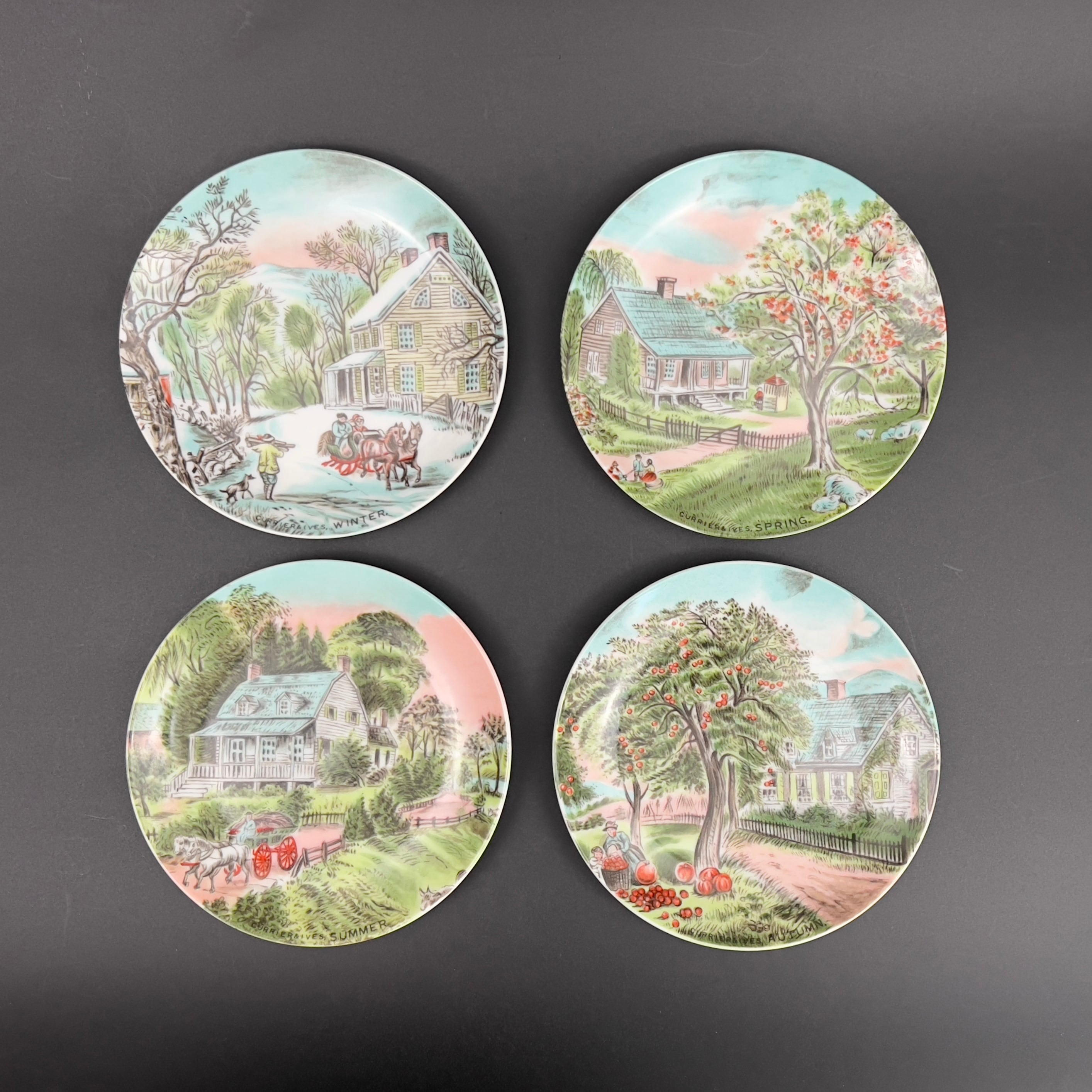 Vintage Currier & Ives Seasons Plate Collection, Currier and Ives ...