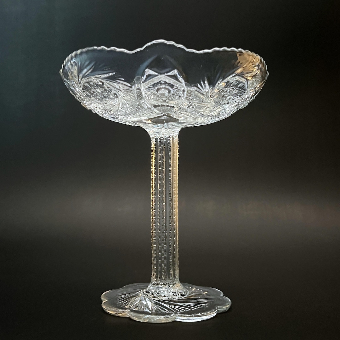 Antique Mckee Sunburst Glass Compote: EAPG Pedestal Dish, Victorian ...