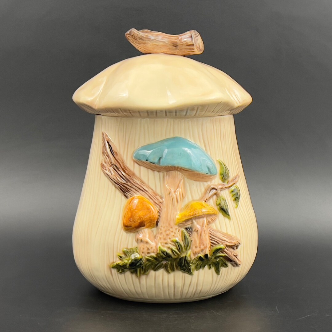 Vintage 1970s Ceramic Mushroom Cookie Jar With Lid - Etsy
