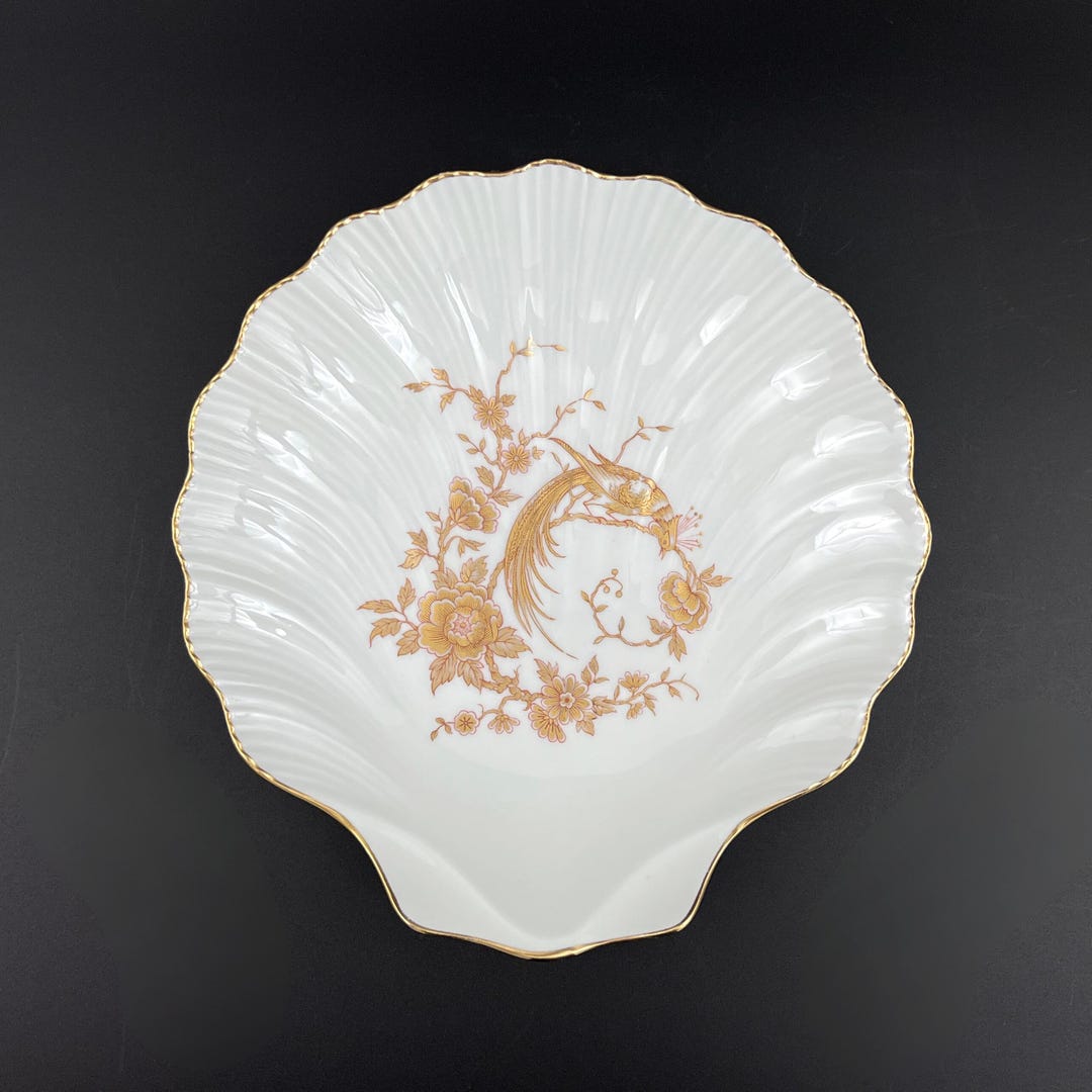 Limoges Shell Shaped Dish With Gold Phoenix & Floral Design, Vintage ...