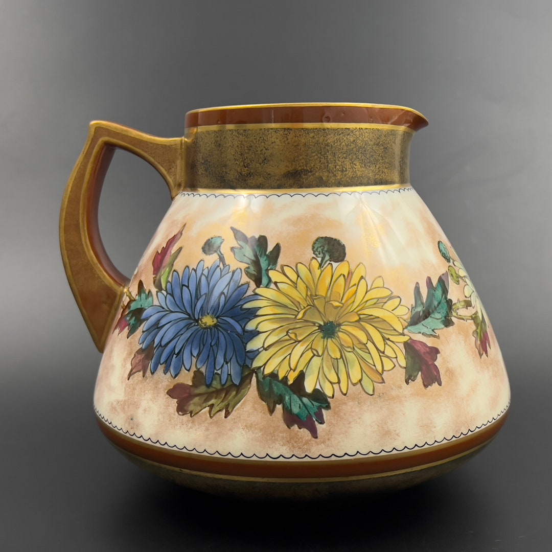 Antique Royal Doulton Floral Pitcher: 1879 Victorian Earthenware Jug - Etsy