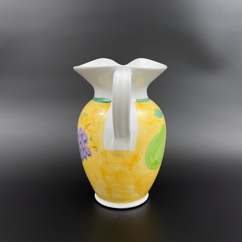 Vintage Caleca Pitcher Vase: Hand-painted Italian Ceramic Fruit Decor ...